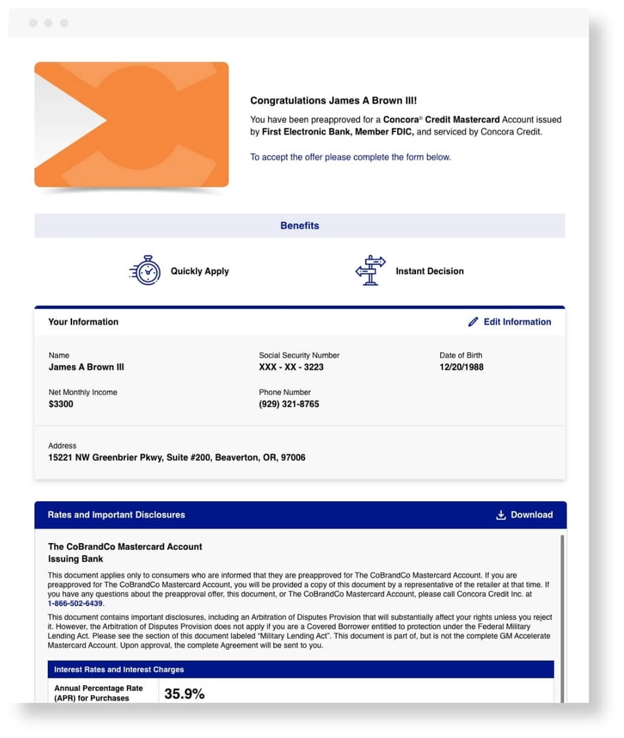 Concora Credit | Private Label Credit Card